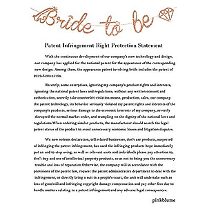 pinkblume Rose Gold Bride To Be Banner Sign Double Sided Glitter Paper 3D Wedding Dress Diamond Bride Garland Bunting for Bridal Shower Wedding Engagement Bachelorette Hen Party Decorations Supplies