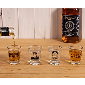The Office Shot Glass Set, The Office Merchandise, The Office Gifts, 4PCS Office Inspired Shot Glasses, The Office Gifts for Office Lovers, The Office TV Show Merchandise, The Office Show Fans Gifts