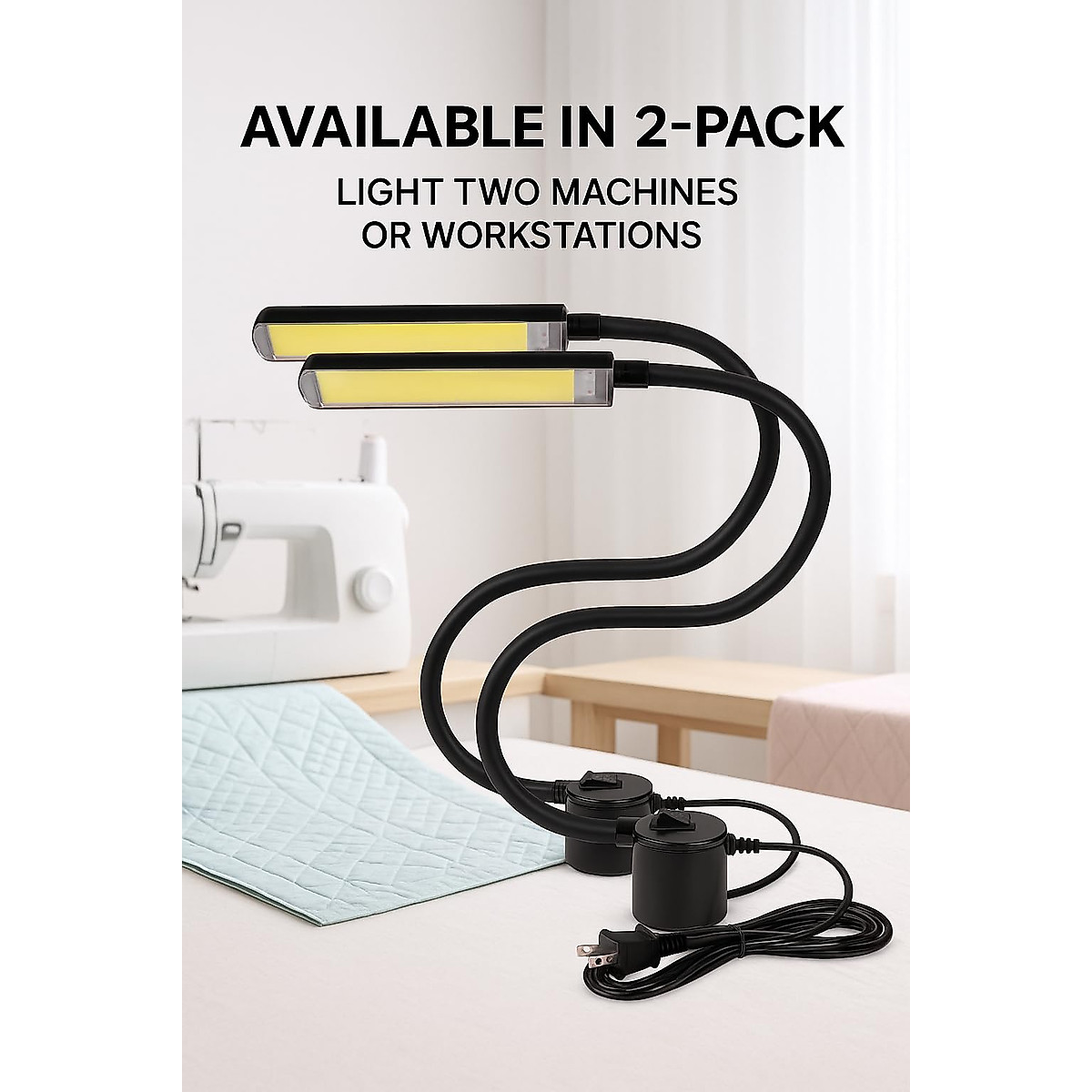 FAJ Magnetic 12-Inches Flexible Gooseneck Arm Multifunctional Worklight, Bright Daylight LEDs Sewing Machines, Lathes, Drill Presses, Workbenches, Music Stands (2 Pack 60 LED with 4 Discs)