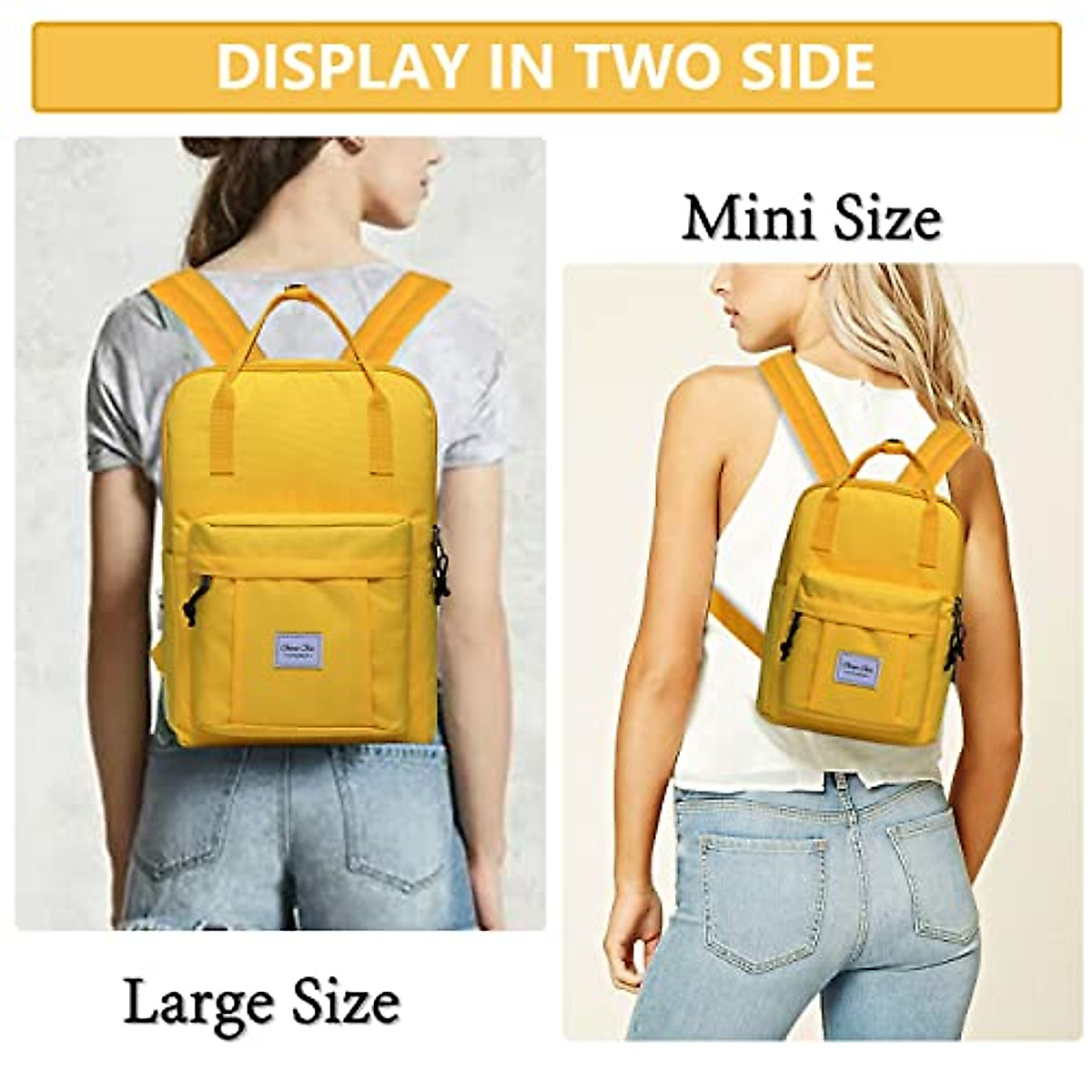 Backpack for Women, Chasechic Lightweight Cute School Bookbag for Teen Girls Hiking Casual Aesthetic Daypack Yellow