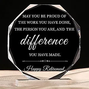 Acrylic Retirement Gift Acrylic Plaque Happy Retirement Table Centerpiece Inspirational Gift May You Be Proud of The Work Paperweight Keepsake for Women Retired Teacher Coworker (Elegant Style)