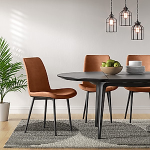 SunsGrove Kitchen Dining Chairs Set of 2, Faux Leather Indoor Chairs, Comfortable Modern Industrial Chair with Metal Legs, Upholstered Side Chairs for Dinning Room/Living Room/Bedroom (Brown)