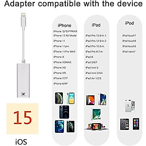 [Apple MFi Certified] Lightning to Ethernet Adapter,RJ45 Ethernet LAN Network Adapter Cable with 8 Pin Connector Compatible with iPhone 13/12/11/XS/XR/X/8/7/iPad/iPod, Plug and Play, Supports 100Mbps