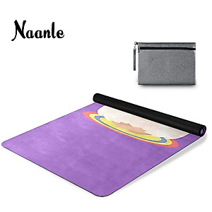 Naanle Yoga Llama Yoga Mat with Carrying Bag Set, Funny Llama Exercise Mat Foldable Non Slip Travel Lightweight Workout Rug for Home Gym Yoga Pilates Stretching Floor Fitness 71x26 Inches