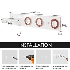 Floatant Wall Mount Hair Dryer Holder Compatible with Dyson Supersonic, Hair dryer holder, Acrylic Attachments Organizer with Hooks for Accessories Nozzles, Wide-Tooth Comb, Diffuser (Transparent)