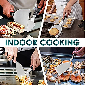 Metal Spatula Set of 2, HaSteeL Stainless Steel Griddle Spatula Turner with ABS Plastic Handles, Professional Griddle Tools for Flat Top Teppanyaki Cooking Grilling Indoor & Outdoor, Dishwasher Safe