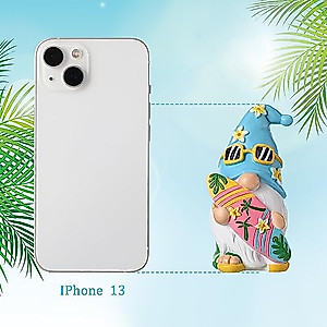 FairySandy 2 Pieces Summer Gnomes Beach Decorations Surfboard Gnome Stuff Decor Mini Gnomes Resin Figurines Set Collectible Tabletop Kitchen Decorations for Home Kitchen Farmhouse Office
