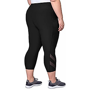 Mondetta Womens Midweight High Waisted Mesh Capri Legging (Small, Black)