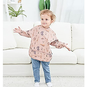 GZMM Waterproof Baby Bibs,Infant Toddler Long Sleeve Feeding Bib With Food Catcher,Easy Clean & Washable 2 Pack