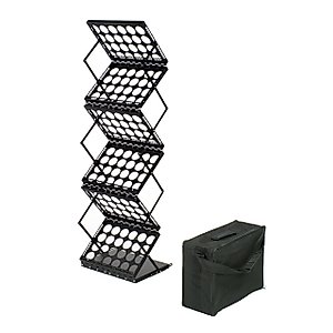 Displays2go LRJNYA3BLK 6-Pocket Portable Magazine Rack, Double-Sided Folding Literature Display, Black Metal
