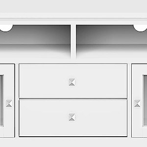 SIMPLIHOME Cosmopolitan SOLID WOOD 72 inch Wide Contemporary TV Media Stand in White For TVs up to 80 inches for the Living Room and Entertainment Center