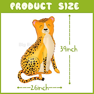 Giant Leopard Foil Balloons Jungle Safari Animal Birthday Party Decorations Mylar Balloon For Boy Kids Wild One Theme Birthday Party Decor Baby Shower Zoo