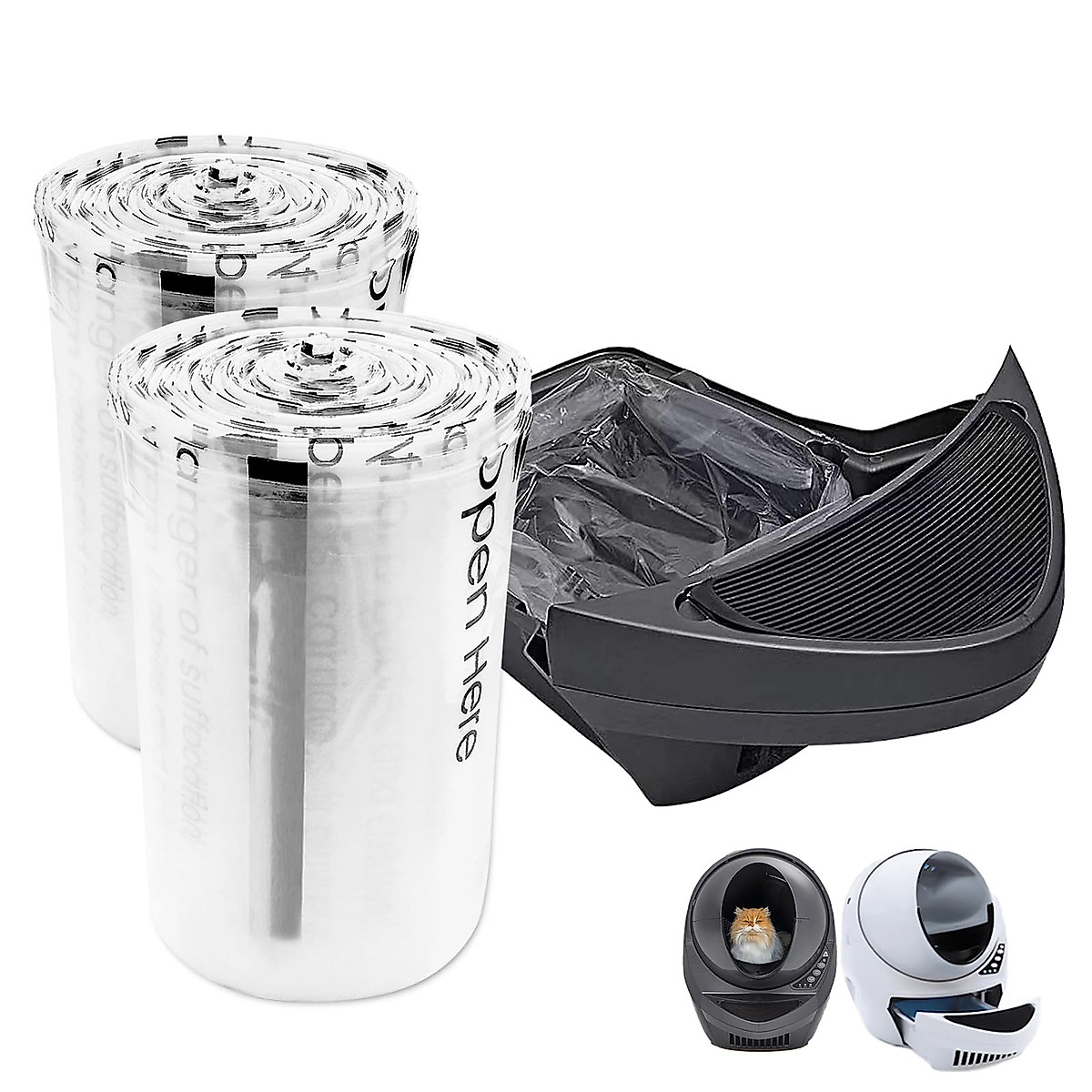 WECATION Replacement Waste Drawer Liners Compatible with Litter Bag Robot 3 4, 120 Count Waste Bags, 9-11 Gallons