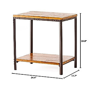 Christopher Knight Home Ronan Wood Rustic Metal End Table, Mahogany, 24.80 inches high x 24.40 inches wide x 17.70 inches deep, Sandblasted Teak