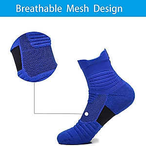 Yoknatt White Performance Ankle Athletic Socks Elite Youth Basketball Socks for Mens Womens Boys Crew Socks Cushioned Sports Running Cycling Compression Socks 4 Pack