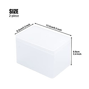 Cotton Swab Holder 2-Pcs Bathroom Canisters, Clear Plastic Storage Box With Hinged Lids, Makeup Organizer-Suitable for Q-Tips, Cotton Balls, Cotton Pads, Lipsticks, Cosmetics (2 Middle Boxs)