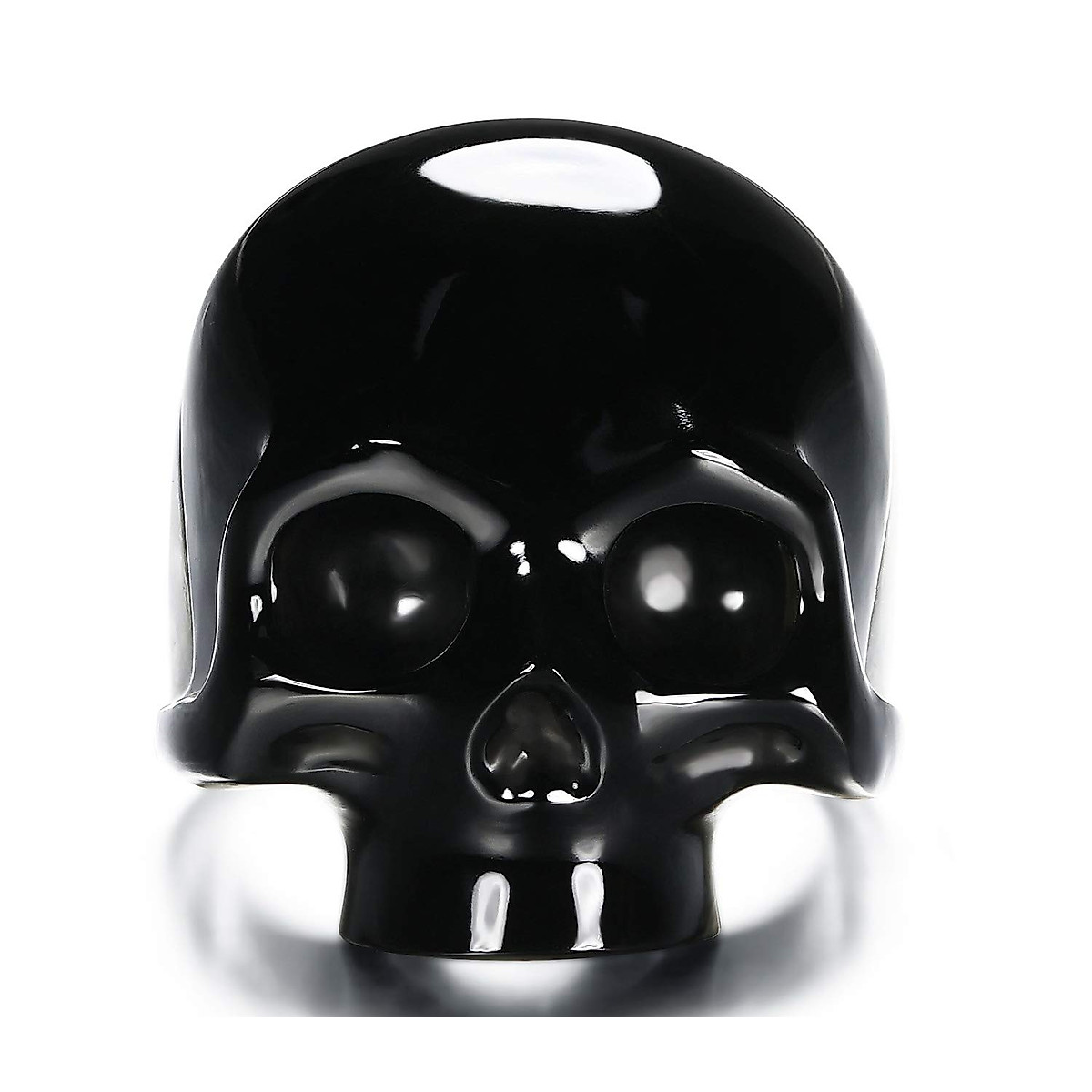 Skullis Signature Gem Skull Ring, Black Obsidian Carved Crystal Skull and 925 Sterling Silver Jewelry (10.5)