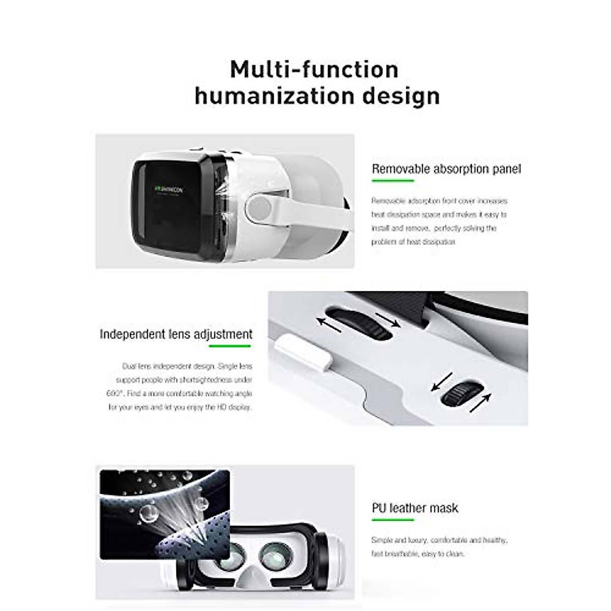 VR SHINECON 3D HD Virtual Reality Headset for Movies and Games VR Glasses Goggles 2K Anti-Blue Lenses, Adjustable Pupil & Object Distance for Phones 4.7-6.7"[2021 Newest]