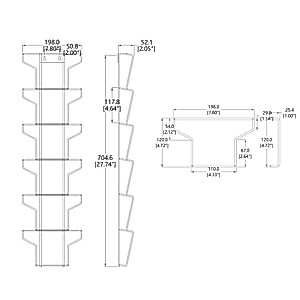 FixtureDisplays® Wall Mount Greeting Card Post Card Display Wire Rack Black Horizontal Landscape 7x5" Cards Pocket 7.8" Wide 6 Pockets 11715-NF