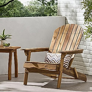 Christopher Knight Home Hanlee Folding Wood Adirondack Chair, Natural Stained Twin