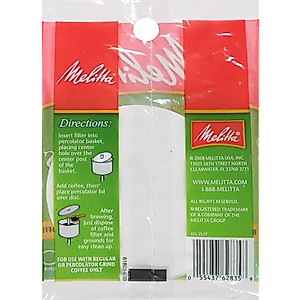 Melitta 3.5 Percolator Disc Coffee Filters, White, 100 Count