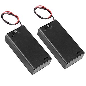 AOICRIE AA Battery Holder with Switch and Cover, 2 x 1.5V AA Battery Holder Case with On/Off Switch and Wire Leads
