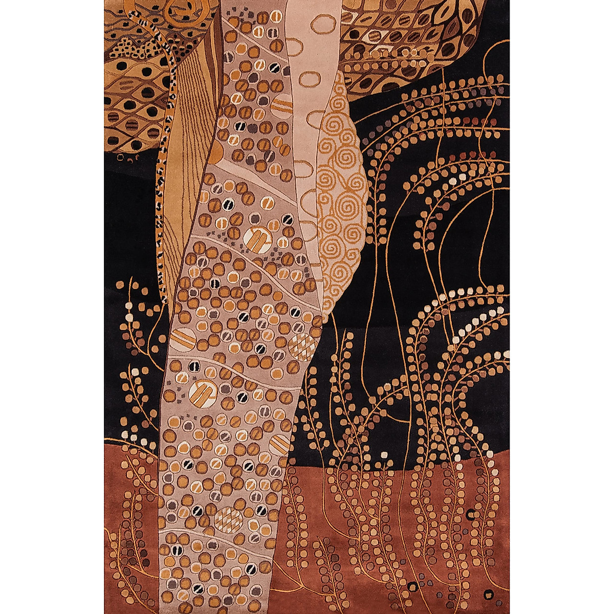 Momeni Rugs New Wave Collection, 100% Wool Hand Carved & Tufted Contemporary Area Rug, 5'9" Round, Black