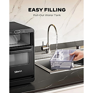 Nugget Ice Maker Countertop - Silonn Pebble Ice Maker Machine Crushed Ice, Pellet Ice 44 lbs per Day, Pull-Out Water Tank and Removable Ice Basket for Home, Kitchen, Stainless Steel