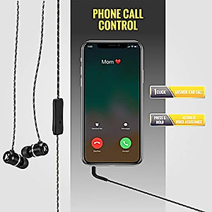 KICKER 43EB93B Microfit Premium Earbuds | in-Ear Noise-Isolating Earphones | Silicon Ear Tips 4 Sizes | in-Line Mic and Multi-Function Button | Legendary Audio Quality