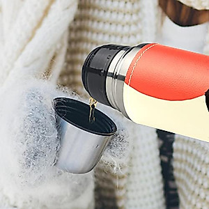 Stainless Steel Leather Vacuum Insulated Mug Bear Thermos Water Bottle for Hot and Cold Drinks Kids Adults 16 Oz