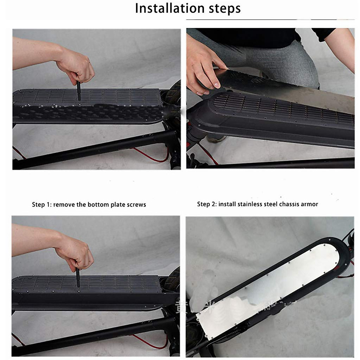 FOLOU Electric Scooter Bottom Battery Cover Anti-Collision Plate Guard Plate Stainless Steel Chassis for Xiaomi Mijia M365 Scooter Accessories (White)