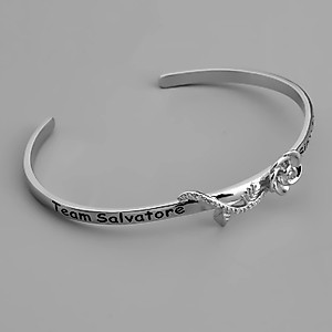 POTIY Vampire Fans Gift Vampire Inspired Jewelry Team Damon Stefan Salvatore Since 1864 Flower Bracelet for Women (Salvatore-Silver)