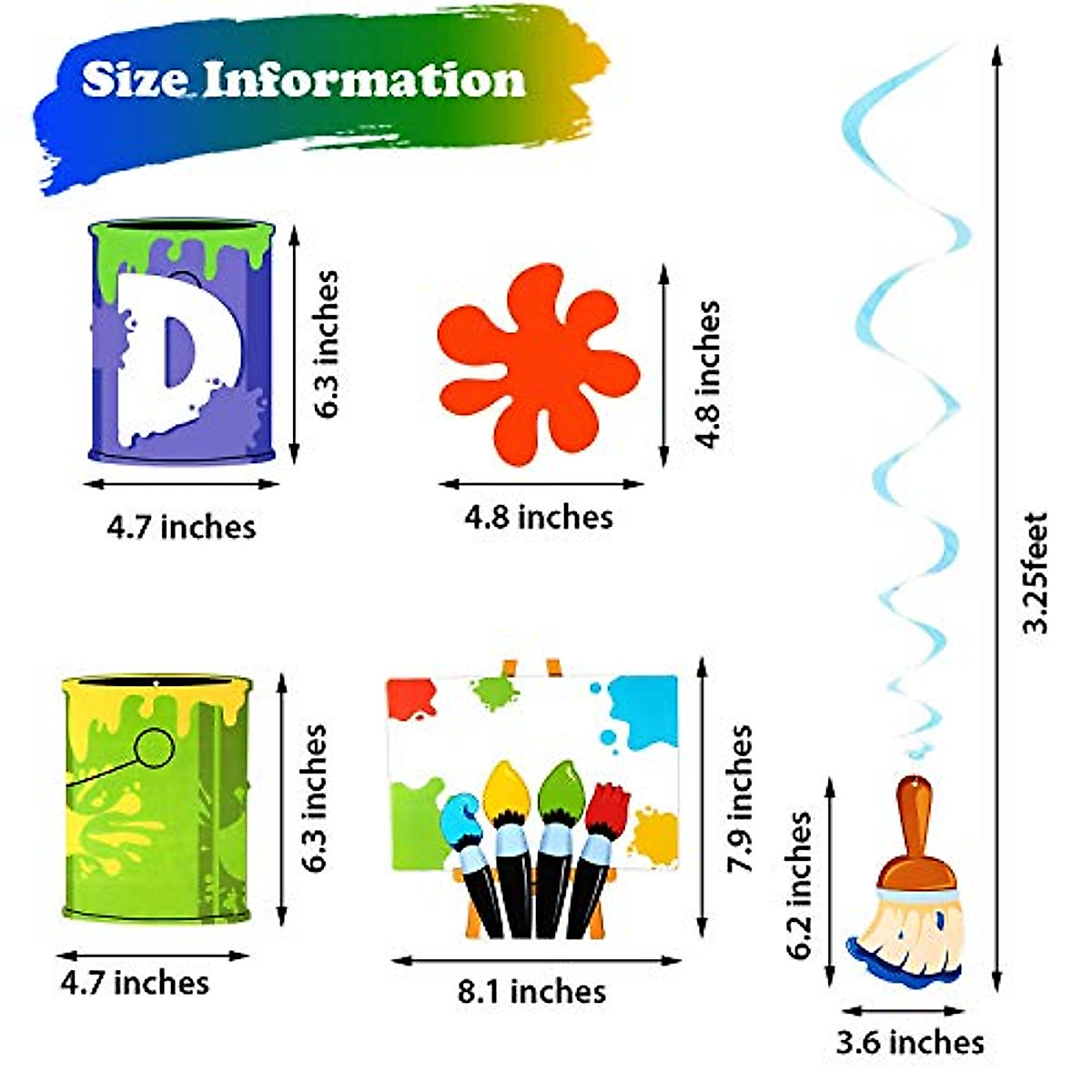 Shappy 25 Pieces Art Painting Party Decorations Includes 1 Happy Birthday Art Banner 12 Painting Birthday Card and 12 Art Hanging Swirl for Art Painting Theme Birthday Party Supplies Baby Shower