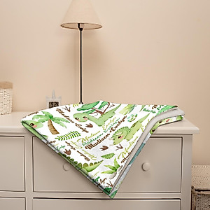 Personalized Baby Name Blanket Dinosaurs Gift for Baby Boys Girls Soft Flannel Newborns Throw Comfy Cozy Fleece Custom Kids Blanket Gifts for Toddler Nursery Birthday Christmas-30 x40