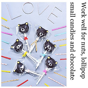 Cellophane Treat Bags 100 Pcs Clear Cello Candy Cookie Lollipop Bakery Dessert Cello Flat Goodie Bag with 100 Twist Ties Resealable 3" x 4"