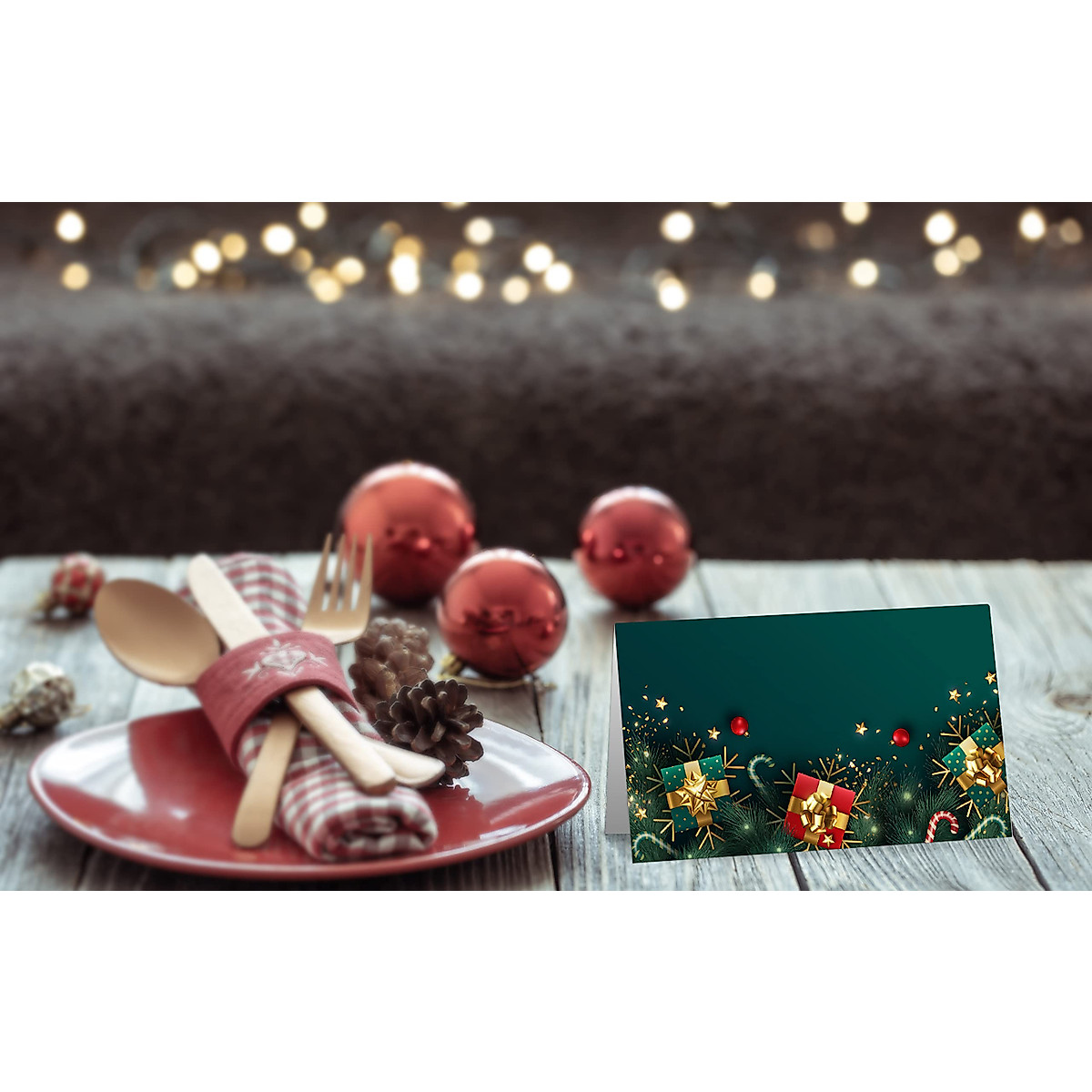 Place Cards for Christmas Party, Editable Name Place Cards, Seating Place Cards for Tables, Tent Style Cards for Wedding, Dinner Party or Any Occasion, Easy Folding, Pack of 25 Escort Cards(A07)