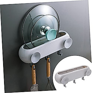 YARNOW 1pc Storage Rack Washcloth Holder Pan Holder Pot Lid Rack Wall Shelf Brackets Pot Lid Holder Pot Lid Storage Rack Wall Organizer Rack Chopping Board Stand Tableware Plastic Grey