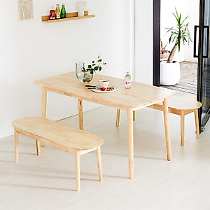 Livinia Aslan 47" Malaysian Oak Round Wooden Dining Bench/Solid Wood Bedroom Entry Way Kitchen Corridor Bench (Natural Oak)