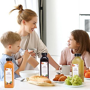 OBKJJ Plastic Juice Bottles 150 pcs 16 oz Empty Plastic Water Bottles with Caps Reusable Clear Beverage Containers for Drinking, Juicing, Smoothie, Water with 2 Brushes, 2 Funnels (16-OZ)