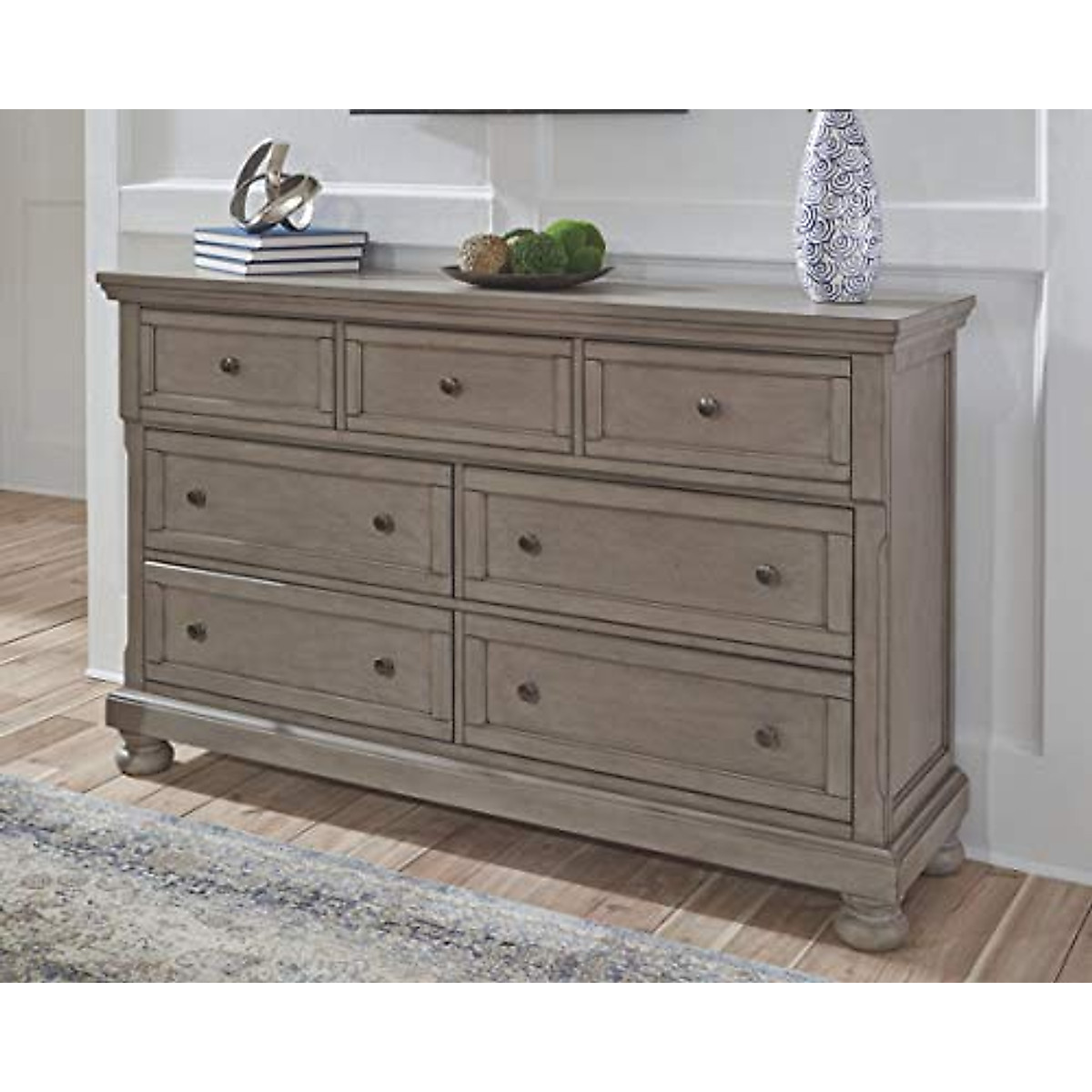 Signature Design by Ashley Lettner Modern Traditional 7 Drawer Dresser, Light Gray