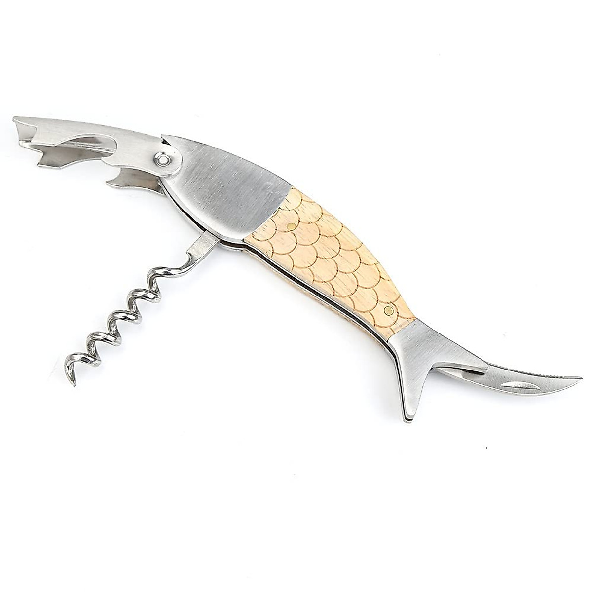 FAFAXOXO Unique Fish Corkscrew, Professional Waiters Corkscrew Wine Key Bottle Opener,Manual Wine Key for Servers, Waiters, Bartenders and Home Use