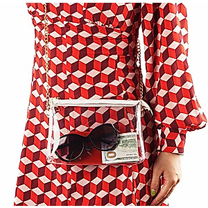 Y&R Direct 3 in 1 Clear Crossbody Bag with Zipper Closure Stadium Approved Clear Purse for Sports Concert Prom Party Present