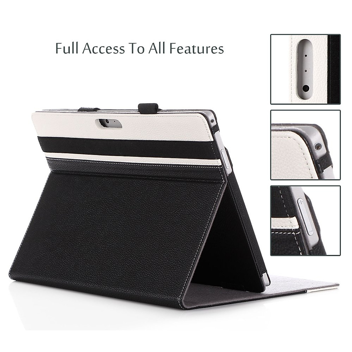 ProCase Surface Pro 7 / Pro 6 / Pro 2017 / Pro 4 / Pro LTE/Pro 3 Case - Folio Cover Case for Microsoft Surface Pro 6 / Pro 2017 / Pro 4 / Pro LTE/Pro 3, Compatible with Type Cover Keyboard –Black