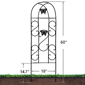 Amagabeli 4 Pack Garden Trellis for Climbing Plants 60" x 18" Rustproof Sturdy Black Iron Trellis for Potted Plant Support Butterfly Metal Trellis for Climbing Roses Vine Flower Cucumber Clematis GT02