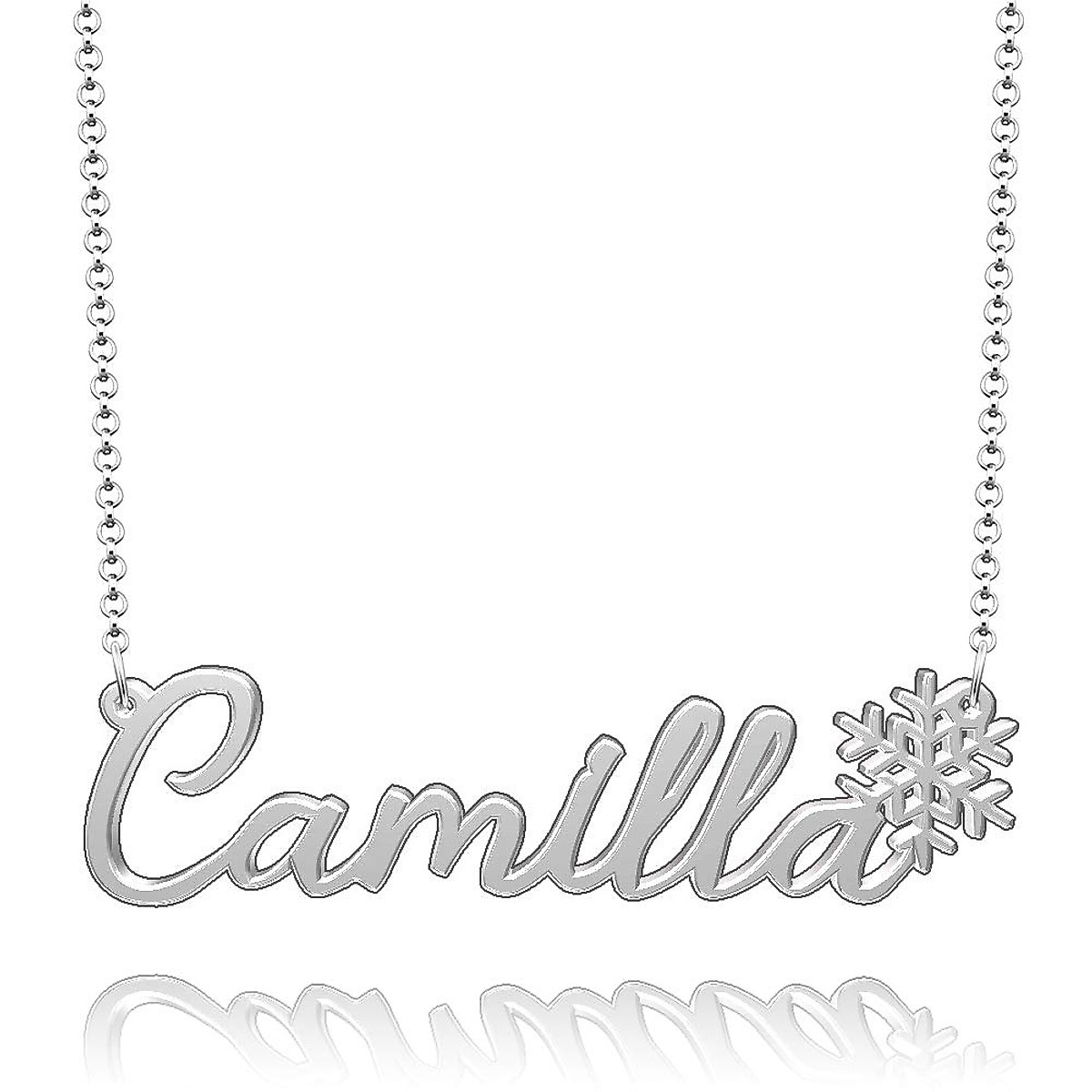 CLY Jewelry Camilla Name Necklace Personalized Silver Snowflake Pendant Custom Customized Ideal Gift for Women