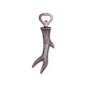 Arthur Court Designs Aluminum Deer Antler Elk Bottle Opener - Rustic Forged Stainless Steel Head 7 inch Long
