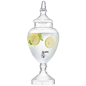 Fifth Avenue Crystal Beverage Dispenser for Countertop - 1 Gallon Large Glass Drink Dispenser w/Spigot & Lid - Party Drink Dispenser for Sweet Tea Lemonade Punch Water, Juice Dispensers for Parties