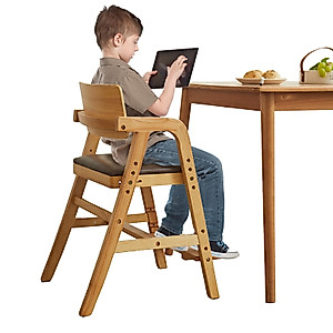 Leesinwing Solid Wood high Chairs for Toddlers,High Chair Grows with Kid for Dining, Study Chair for Children