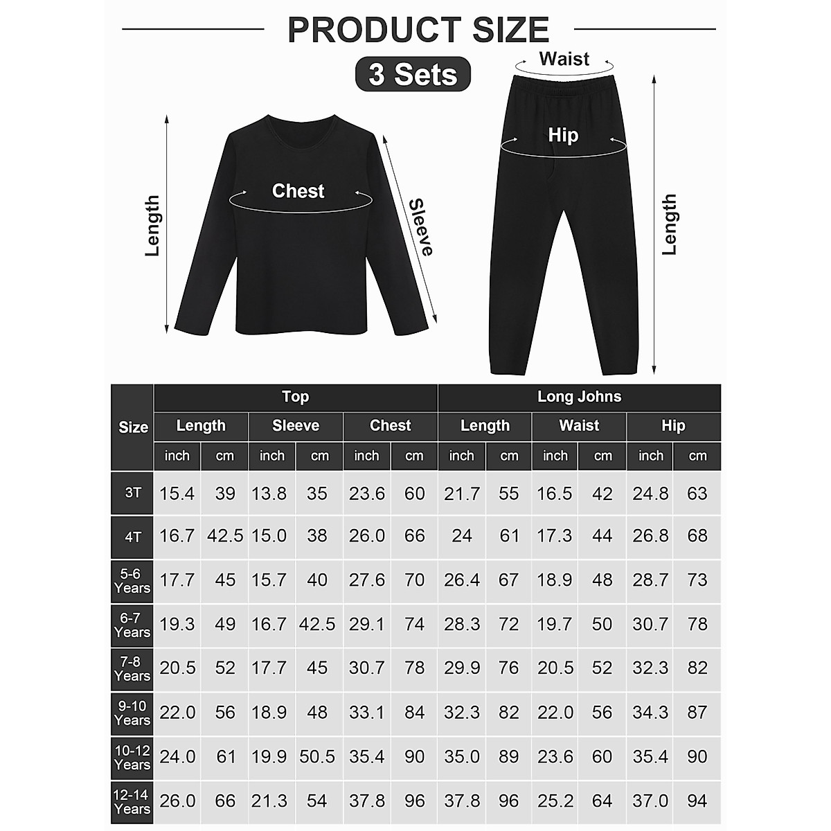 Resinta Boys' Fleece Lined Thermal Underwear Set Winter Kids’ Top & Long Johns Base Layer Shirt & Pants for Boys