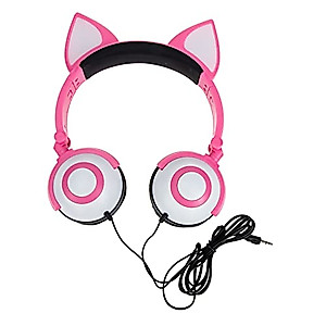Vaguelly Glowing Headphones Over Ear Headphones On Ear Audio Headphones Wired Gaming Headset Glowing Earphone Earbuds Wired Lighting Headset Ears Earphones Shine PVC Fitness Microphone